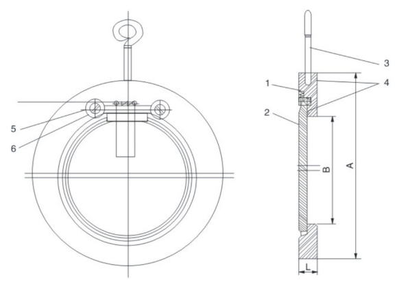 Single Door Flap Wafer Check Valve Ultra Thin Swing Type No Slam 300lb