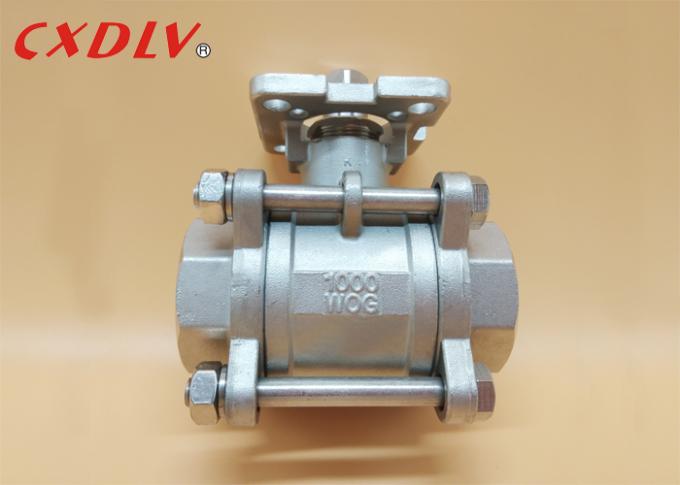 Stainless Steel 3pc Female Threaded Ball Valve SS304 SS316 Normal Pressure